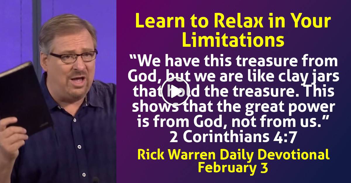 Rick Warren (February-03-2025) Daily Devotional: Learn to Relax in Your ...