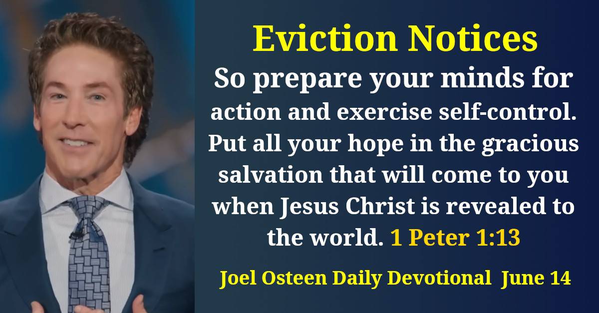 Joel Osteen Daily Devotional (June 14, 2026) Eviction Notices