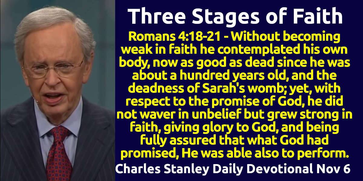 Charles Stanley (November-06-2024) Daily Devotional: Three Stages of Faith